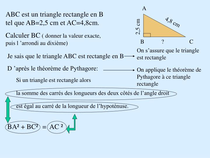 PPT - 1. Calculer la longueur de l’hypoténuse dans un triangle ... PPT - 1. Calculer la longueur de l’hypoténuse dans un triangle ...