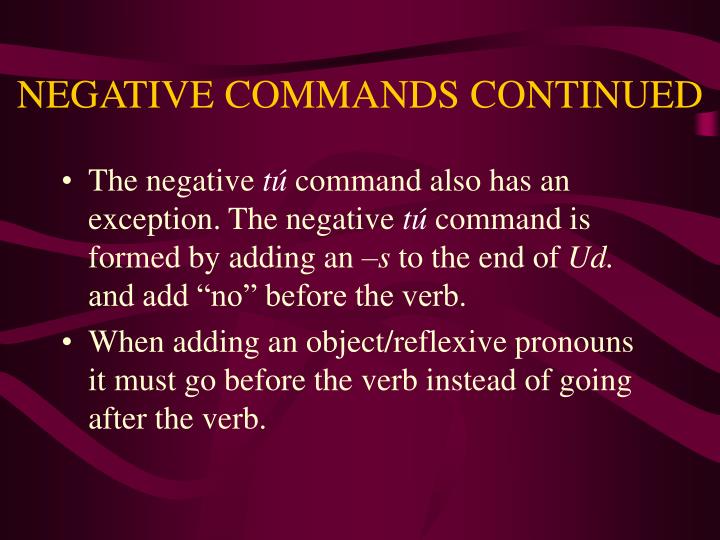 Ppt Irregular Singular And Formal Plural Commands Powerpoint Presentation Id5881415