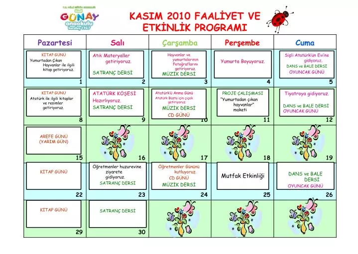 PPT - KASIM 2010 FAALİYET VE ETKİNLİK PROGRAMI PowerPoint Presentation - ID:5372947