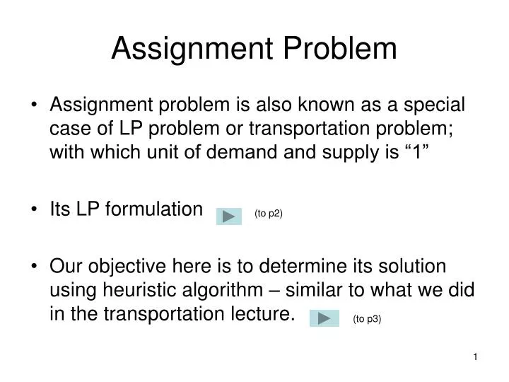 PPT Assignment Problem PowerPoint Presentation Free Download ID