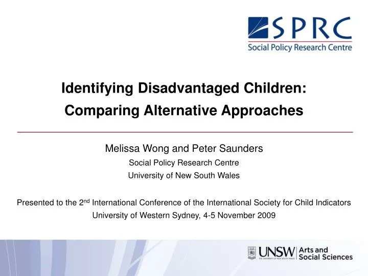 PPT - Identifying Disadvantaged Children: Comparing Alternative ...