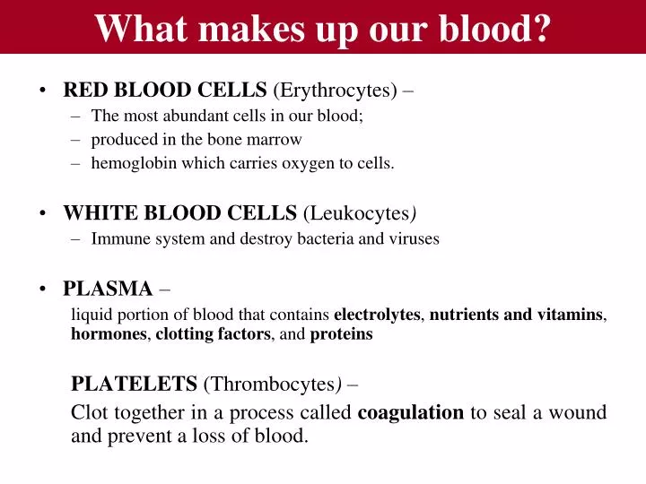 PPT - What makes up our blood? PowerPoint Presentation, free download ...