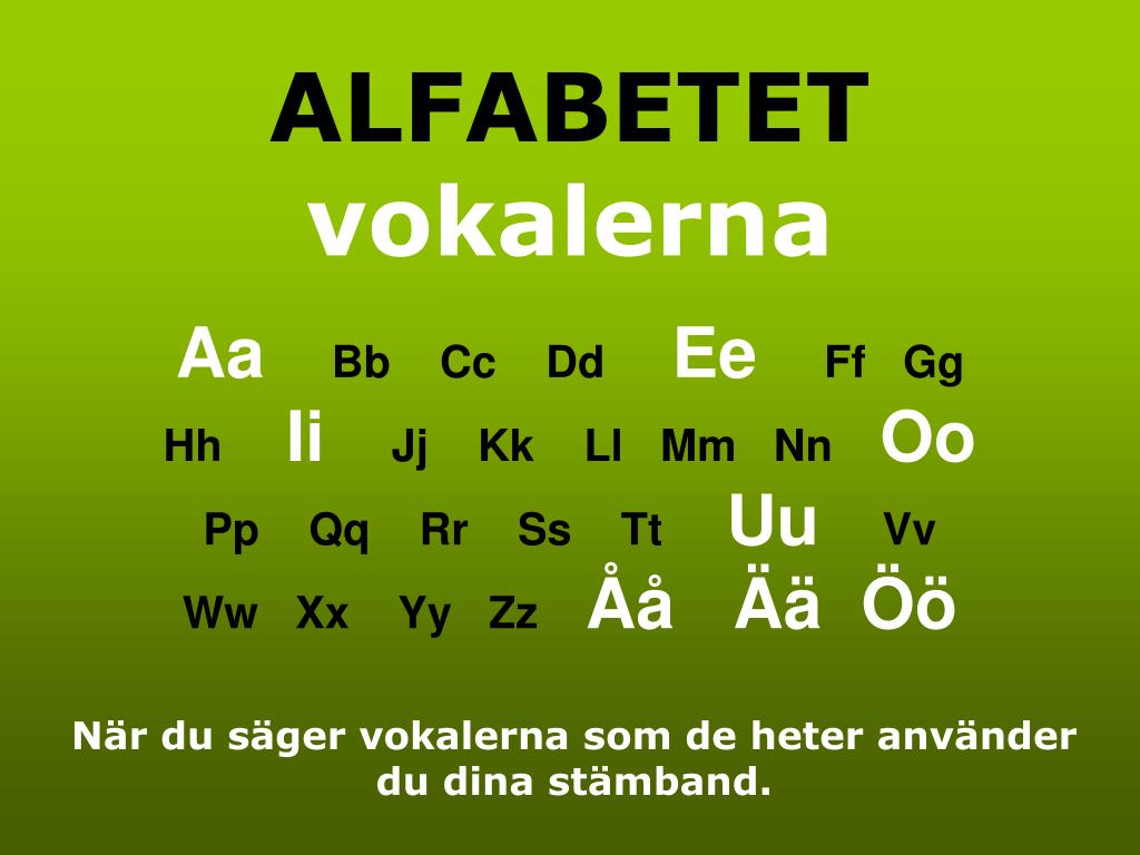 PPT - ALFABETET En samling vokaler och konsonanter PowerPoint ...