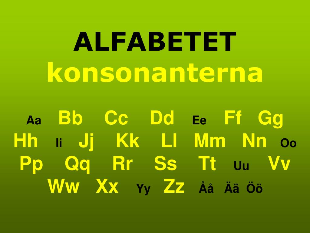 PPT - ALFABETET En samling vokaler och konsonanter PowerPoint ...