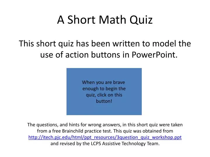 PPT - A Short Math Quiz PowerPoint Presentation, free download - ID:5382776