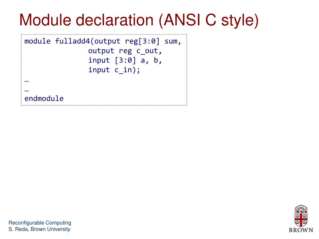 Ppt Reconfigurable Computing En2911x Fall07 Lecture 05 Verilog 13 Powerpoint 1781
