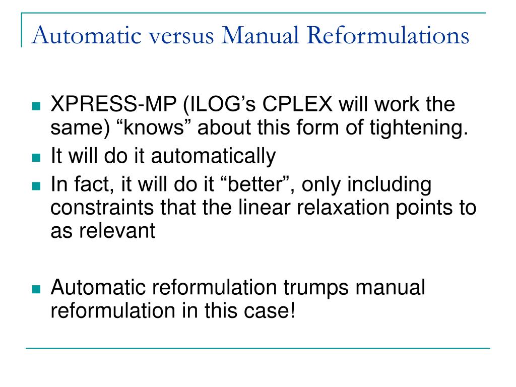Ppt Formulations And Reformulations In Integer Programming Powerpoint Presentation Id5386618