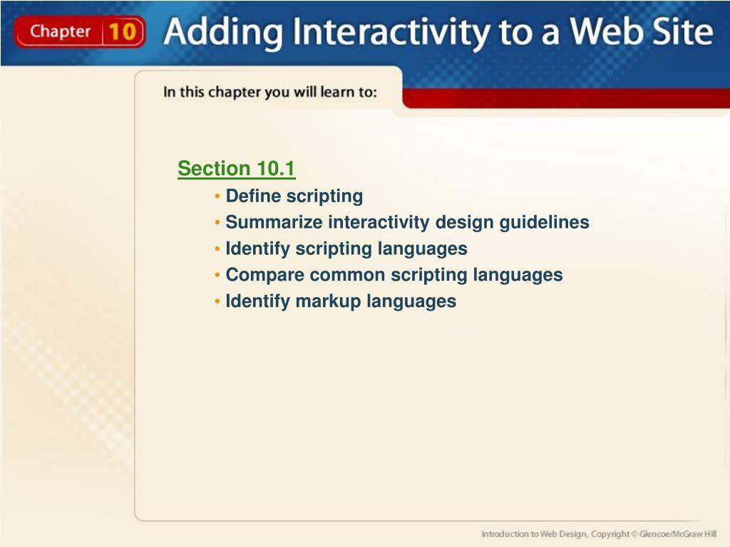 Ppt Section 101 Define Scripting Summarize Interactivity Design Guidelines Powerpoint 7626