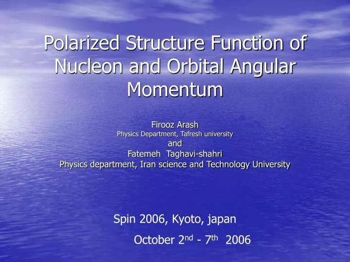 Ppt Polarized Structure Function Of Nucleon And Orbital Angular Momentum Powerpoint