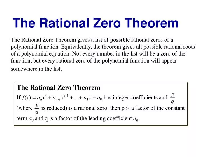 PPT - The Rational Zero Theorem PowerPoint Presentation, free download ...