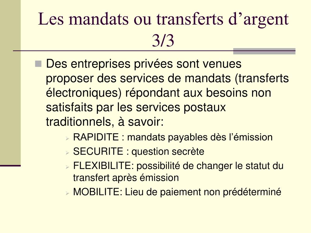 PPT - Développement d’un système de transfert d'argent mondial ...