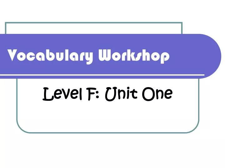 PPT - Vocabulary Workshop PowerPoint Presentation, free download - ID ...