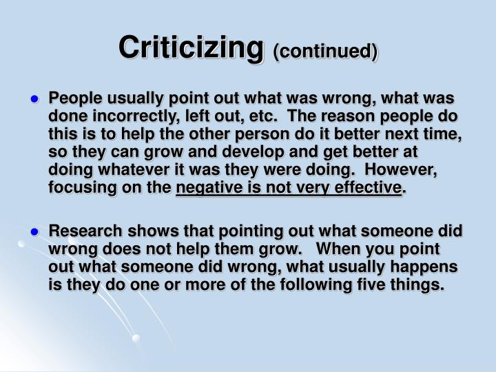 PPT - Praise and Encouragement vs Criticism PowerPoint Presentation ...