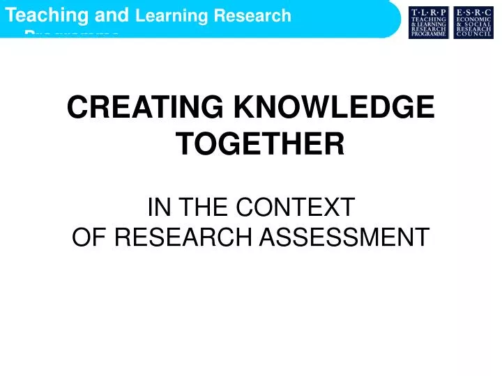 PPT - Teaching and Learning Research Programme PowerPoint Presentation ...