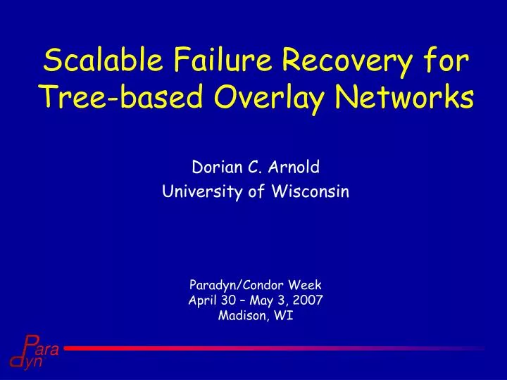 PPT - Scalable Failure Recovery for Tree-based Overlay Networks PowerPoint Presentation - ID:5395349