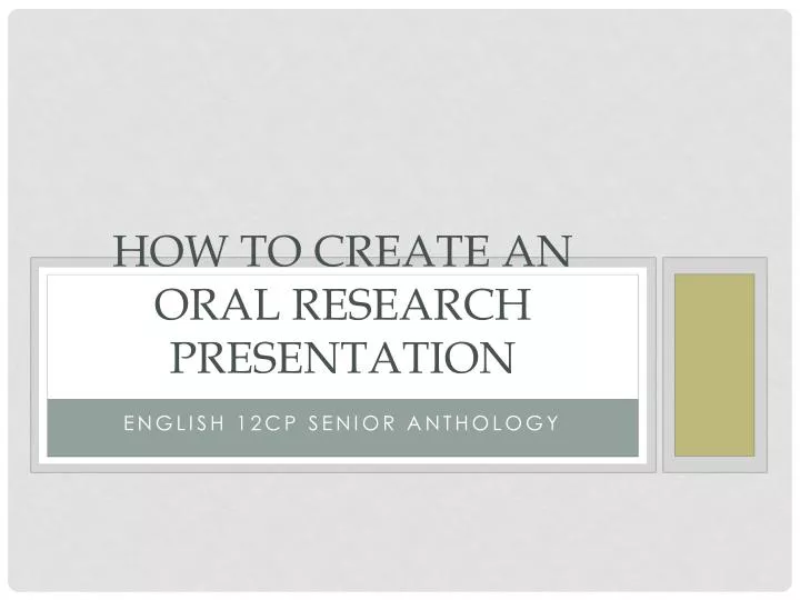 PPT - How to create an oral research presentation PowerPoint ...