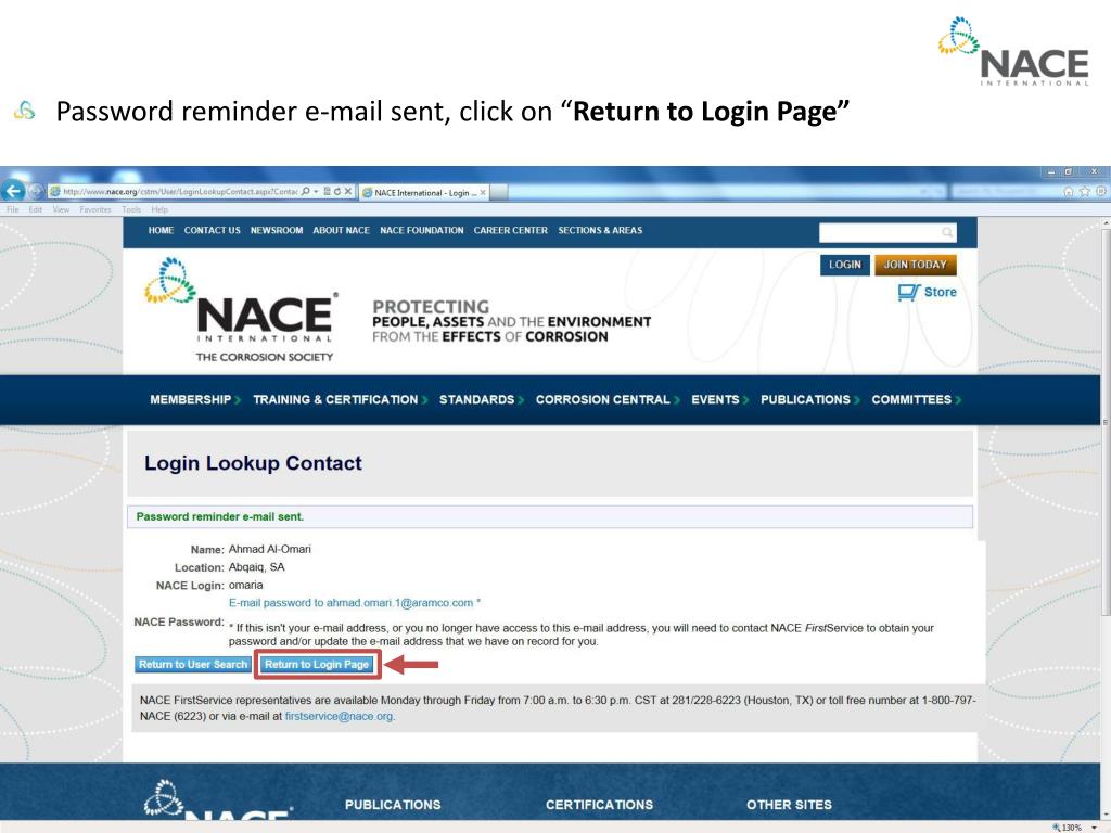 PPT - How To Retrieve Your NACE Website Login Information PowerPoint ...