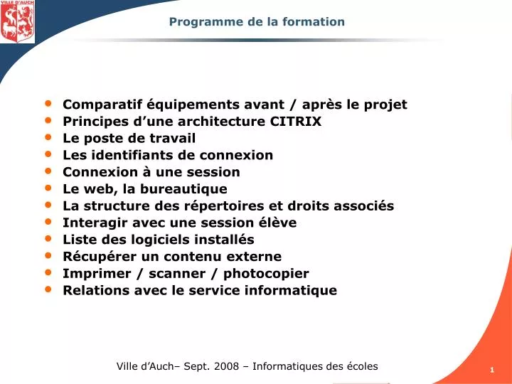 PPT - Programme de la formation PowerPoint Presentation, free download ...