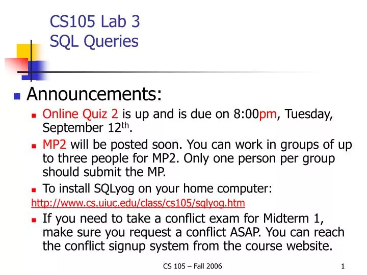 PPT - CS105 Lab 3 SQL Queries PowerPoint Presentation, free download ...