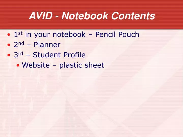 PPT - AVID - Notebook Contents PowerPoint Presentation, free download ...