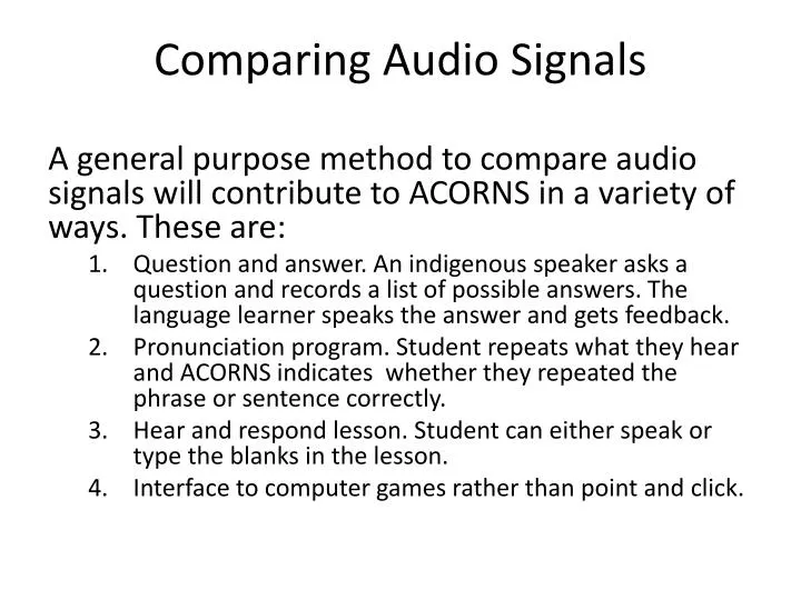 PPT - Comparing Audio Signals PowerPoint Presentation, free download ...