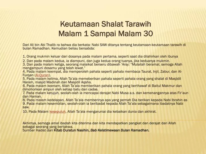 PPT - Keutamaan Shalat Tarawih Malam 1 Sampai Malam 30 PowerPoint ... PPT - Keutamaan Shalat Tarawih Malam 1 Sampai Malam 30 PowerPoint ...