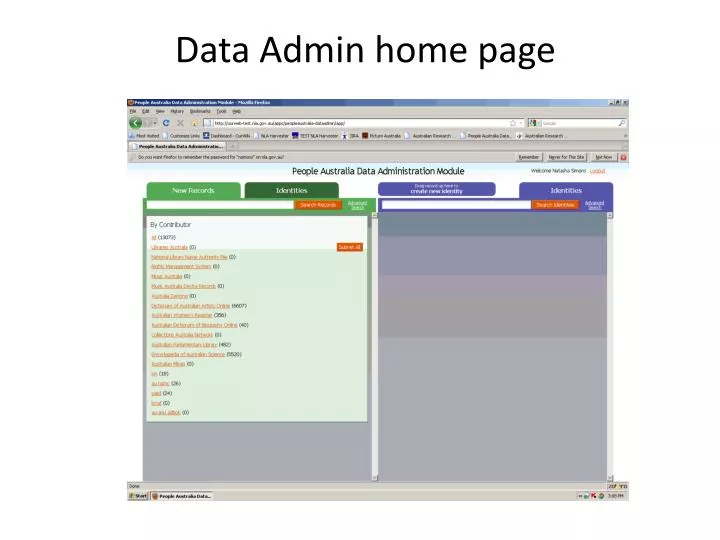PPT - Data Admin home page PowerPoint Presentation, free download - ID ...