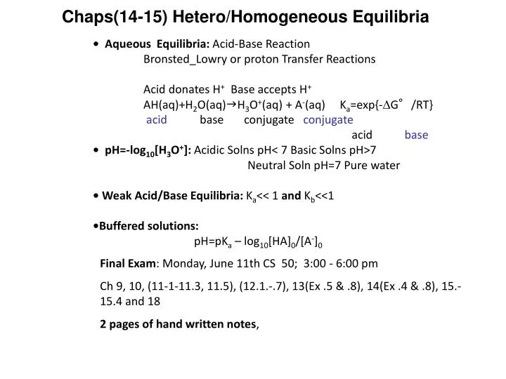PPT - • Aqueous Equilibria: Acid-Base Reaction Bronsted_Lowry or proton ...