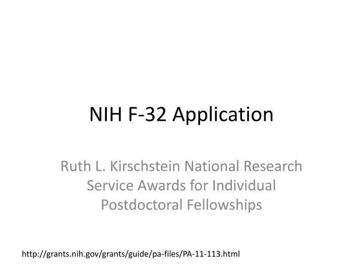 PPT - NIH F-32 Application PowerPoint Presentation, free download - ID ...