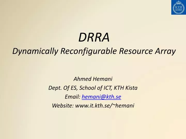 PPT - DRRA Dynamically Reconfigurable Resource Array PowerPoint ...