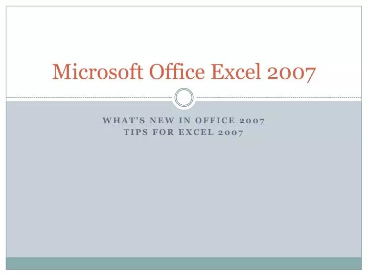 PPT - Microsoft Office Excel 2007 PowerPoint Presentation, free ...