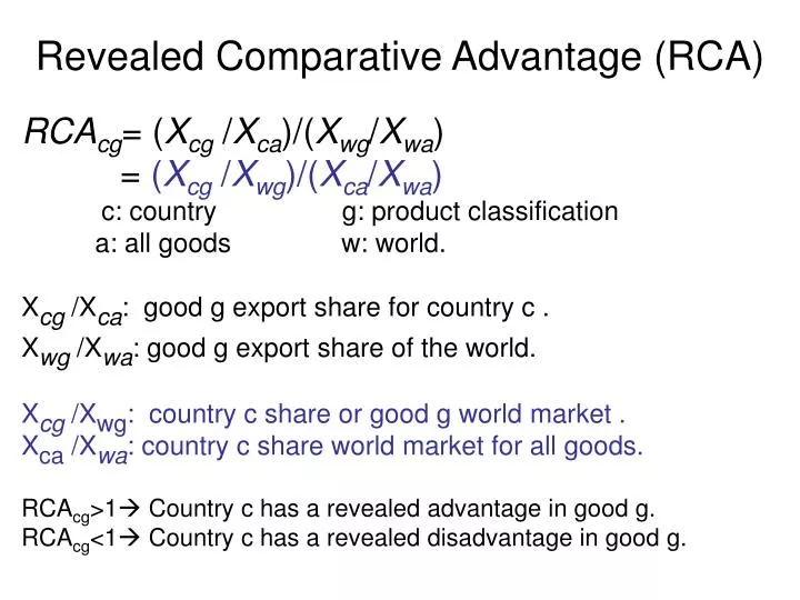 PPT - Revealed Comparative Advantage (RCA) PowerPoint Presentation ...