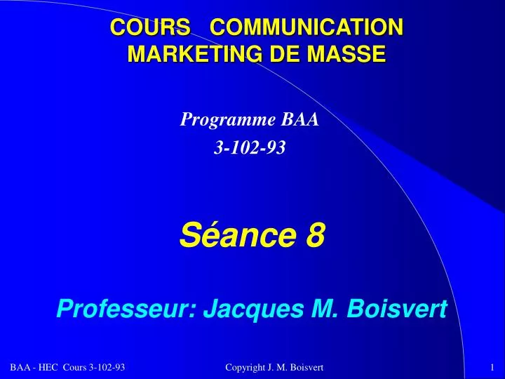 PPT - COURS COMMUNICATION MARKETING DE MASSE PowerPoint Presentation ...