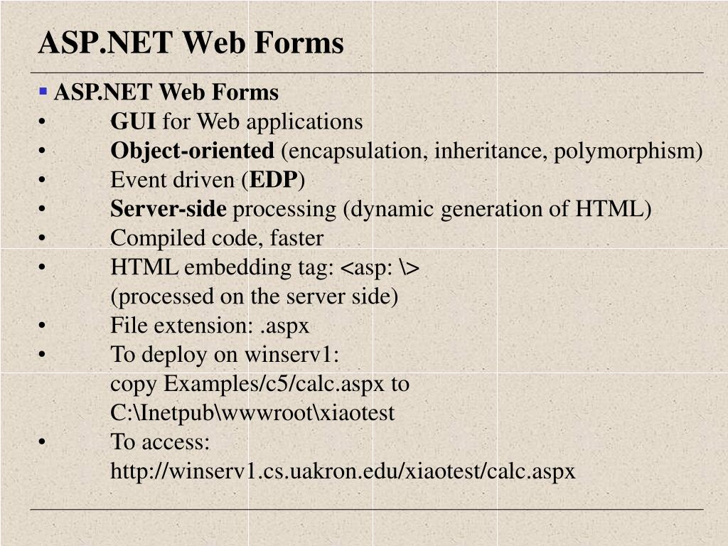Ppt Server Side Programming Using Asp Net Web Forms Powerpoint Presentation Id5417567