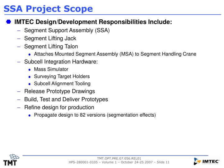 PPT - TMT M1 Segment Support Assembly (SSA) Preliminary Design Review ...