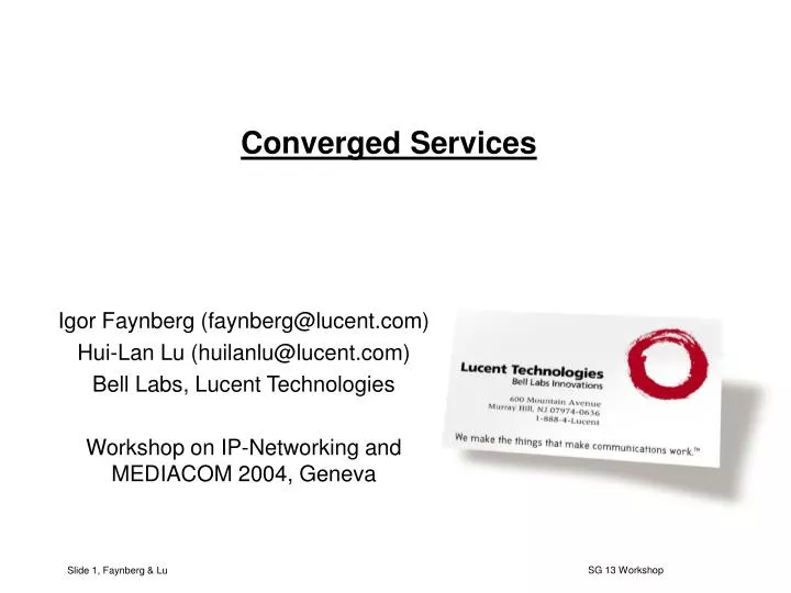 PPT - Converged Services PowerPoint Presentation, free download - ID ...
