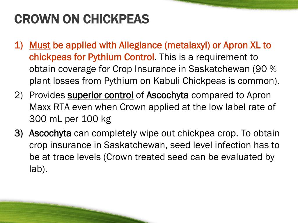 PPT - VITAFLO 280, CROWN AND THIRAM Disease Control Pulse Crops ...
