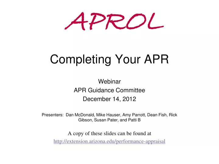 PPT - APROL Completing Your APR PowerPoint Presentation, free download ...