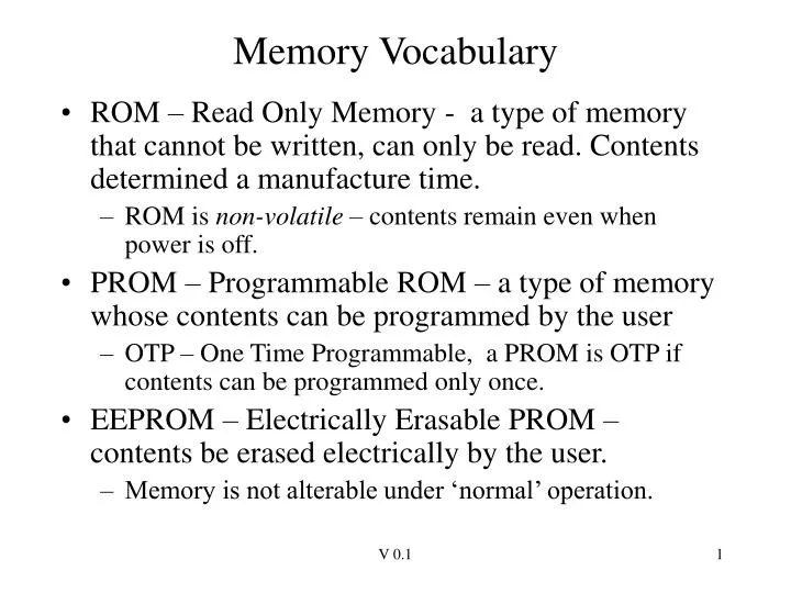 PPT - Memory Vocabulary PowerPoint Presentation, free download - ID:5419430