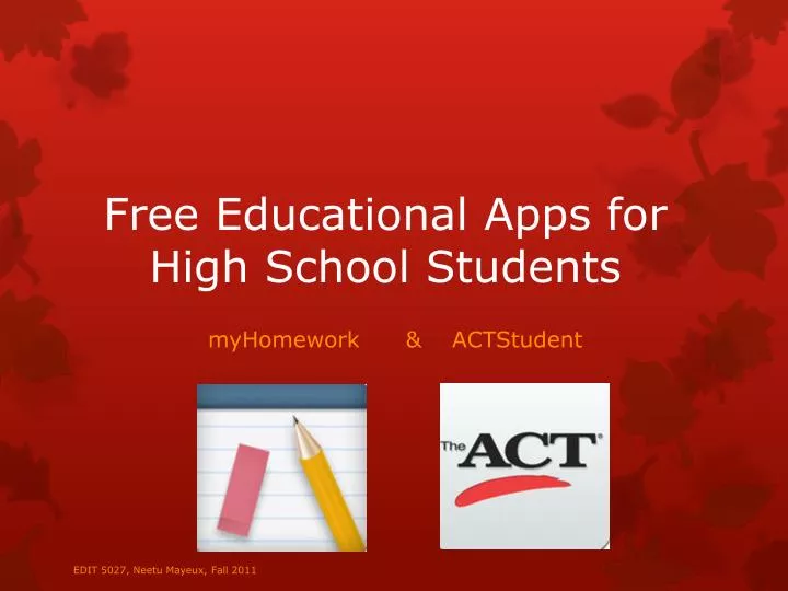 PPT - Free Educational Apps for High School Students PowerPoint ...