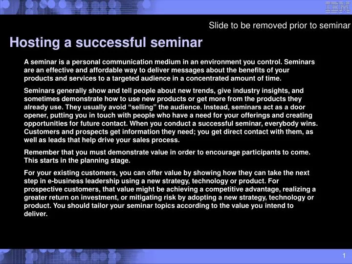 PPT - Hosting a successful seminar PowerPoint Presentation, free ...