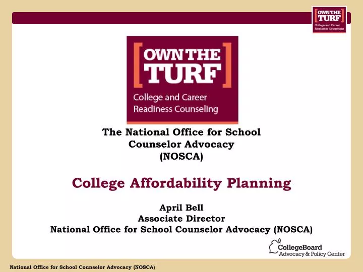 PPT - The National Office for School Counselor Advocacy (NOSCA) College ...