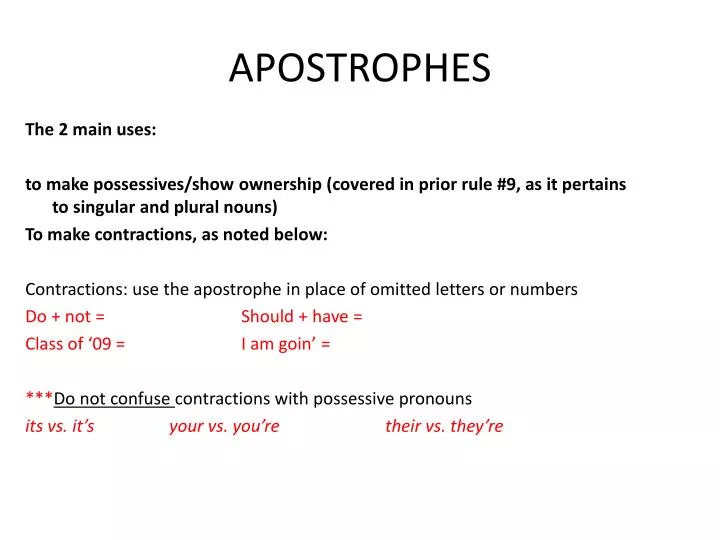 PPT - APOSTROPHES PowerPoint Presentation, free download - ID:5422874