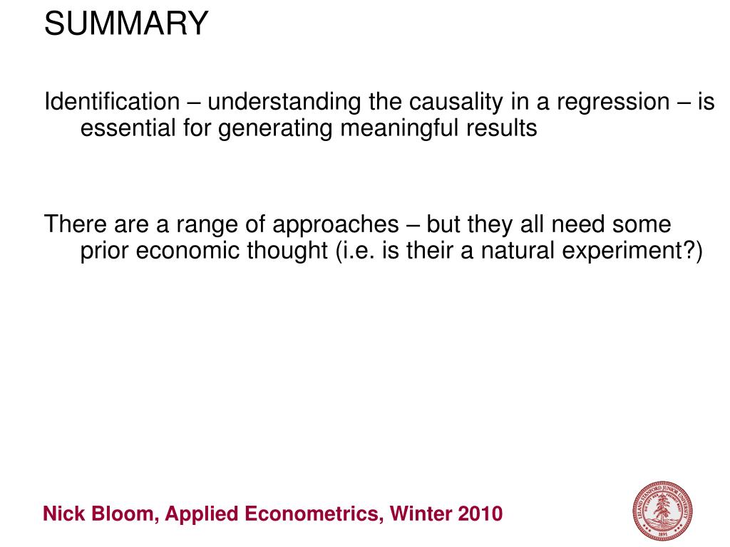 Ppt Applied Econometrics Lecture 1 Identification Powerpoint