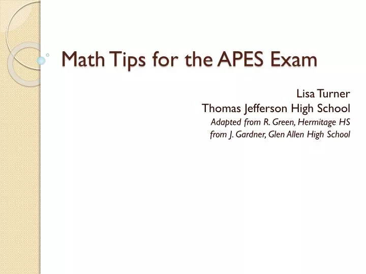 PPT - Math Tips for the APES Exam PowerPoint Presentation, free ...