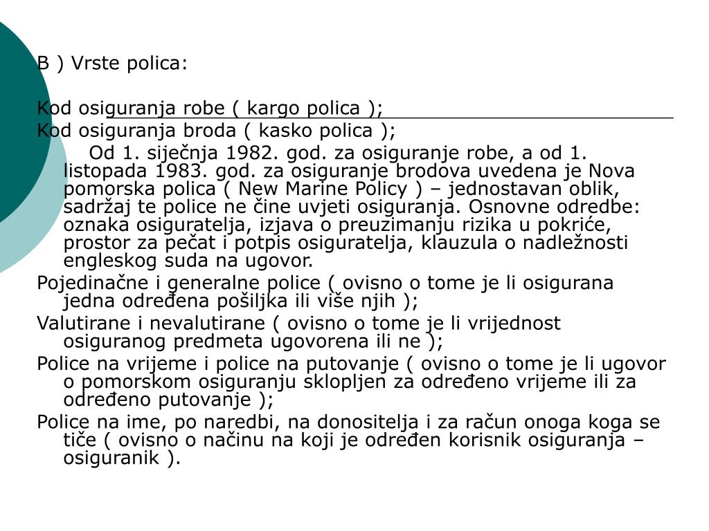 PPT - PRAVO OSIGURANJA – UGOVOR O POMORSKOM OSIGURANJU (PZ) PowerPoint ...