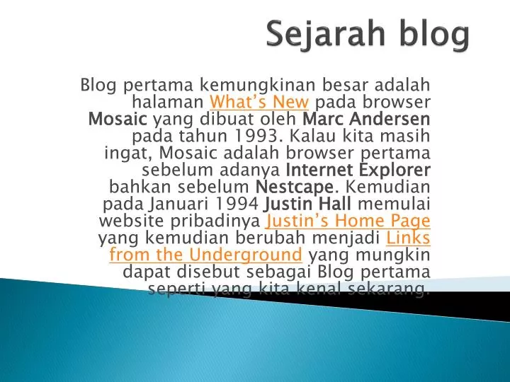 PPT - Sejarah blog PowerPoint Presentation, free download - ID:5434990