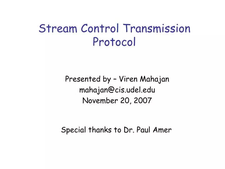 PPT - Stream Control Transmission Protocol PowerPoint Presentation ...