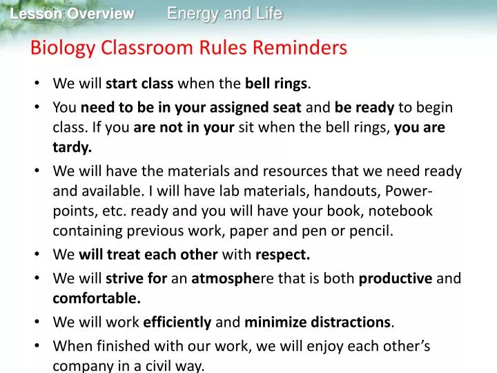 PPT - Biology Classroom Rules Reminders PowerPoint Presentation, free ...