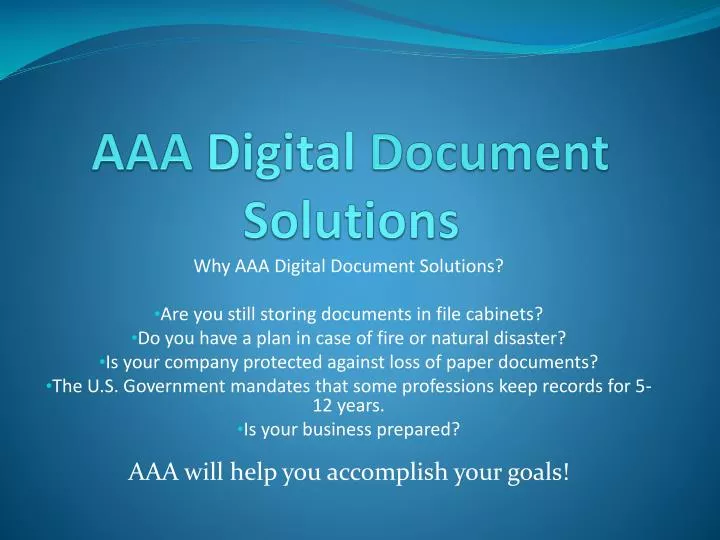 PPT - AAA Digital Document Solutions PowerPoint Presentation, free download - ID:5437720
